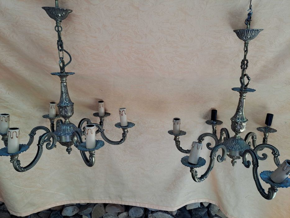 Lustra bronz candelabru bronz 6 brate Bascov • OLX.ro