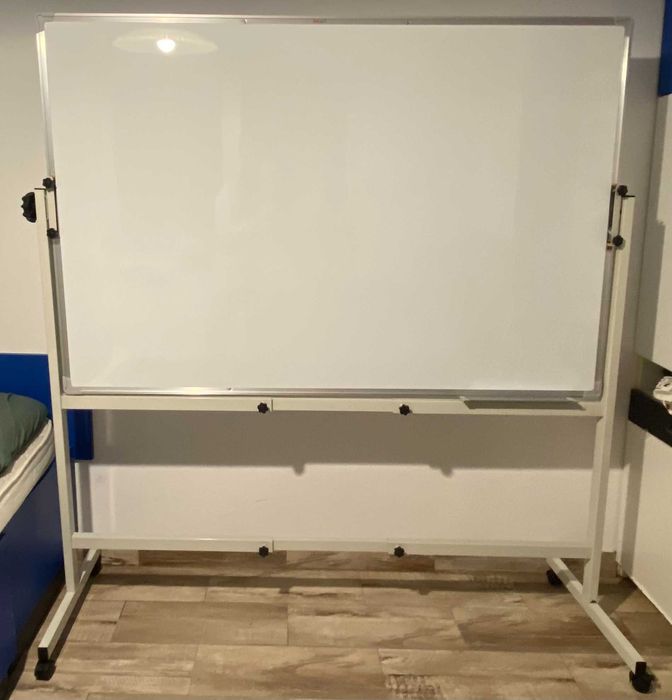 Tabla alba magnetica rotativa, 100x150 cm, 2 fete, suport mobil Iasi ...
