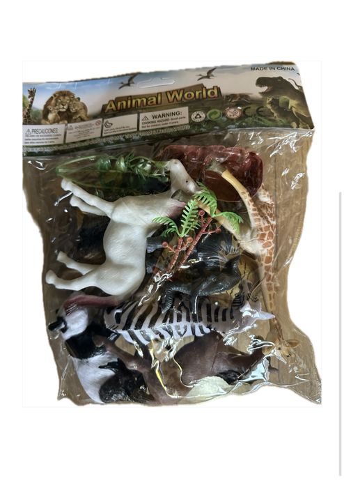 Set cu 8 Animale figurine cu copaci si frunze, diverse specii, NOU ...