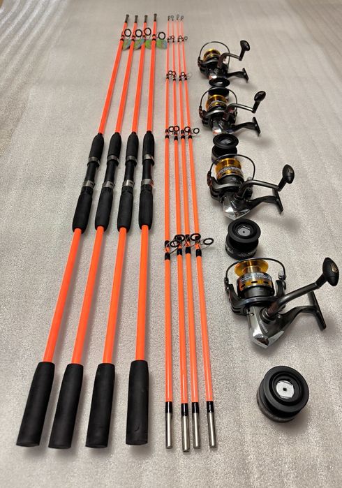 SET 4 Lansete FIBRA PLINA 3.0m WIND BLADE + 4 Mulinete FL EFB 6000 ...