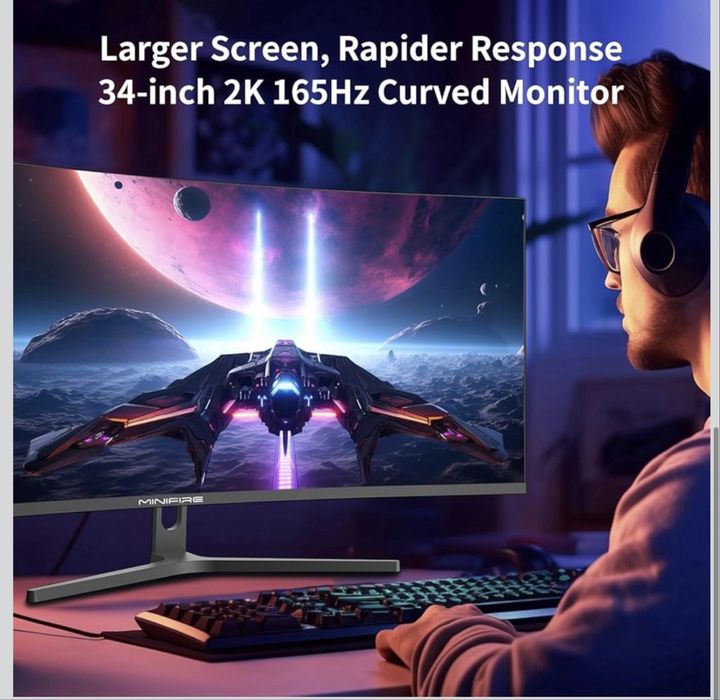 Minifire 34-Inch UWQHD Curved Gaming Monitor, 165 Hz Craiova • OLX.ro