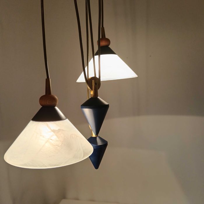 Lustra Mid Century Modern, Art Deco, contragreutăți, Fischer, vintage ...