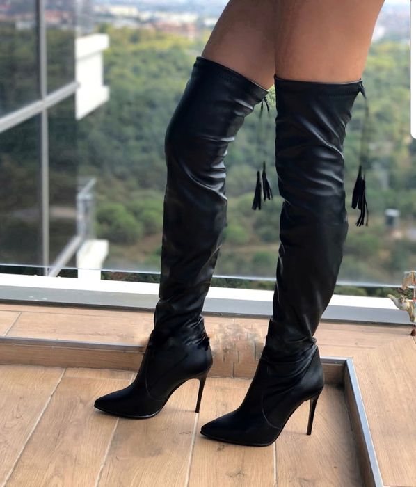 Черни кожени чизми гр. Плевен Мара Денчева • OLX.bg