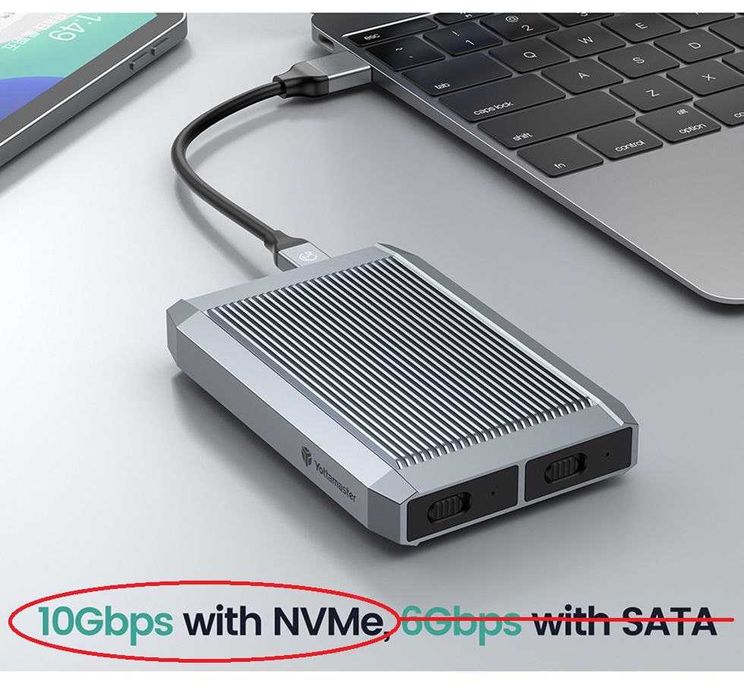 Rack SSD YOTTAMASTER M2 nVMe 10gbps USB 3.1 Gen 2 (pt 2 SSD-uri ...