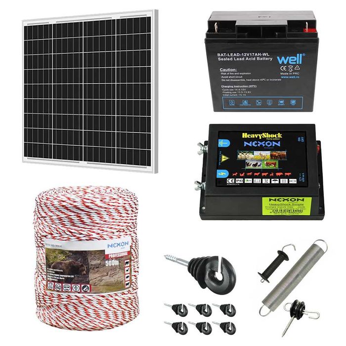 Pachet Gard electric 4j putere cu Panou Solar 50W si 1000m fir 300Kg ...