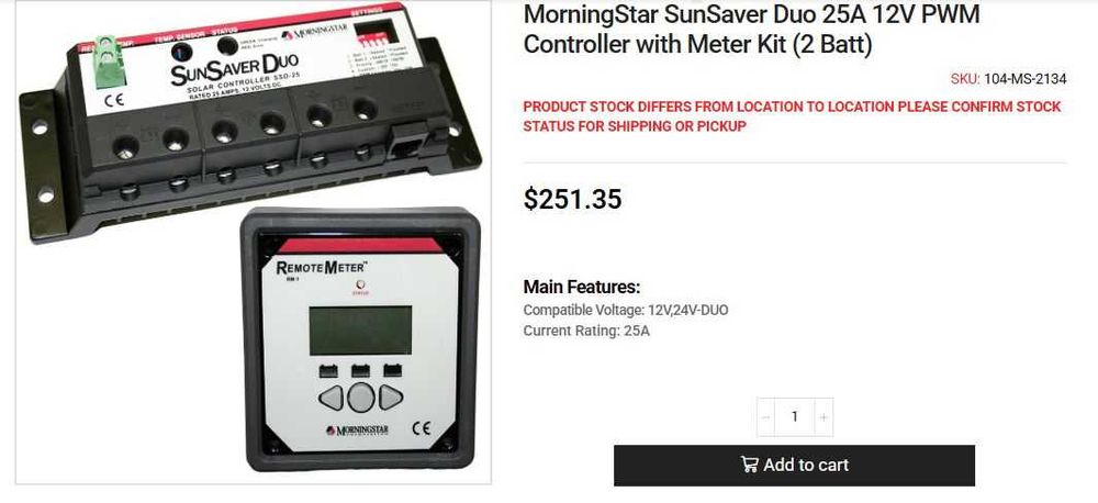 Regulator Controler panou Solar Morningstar SunSaver Duo 25A cu afisaj ...