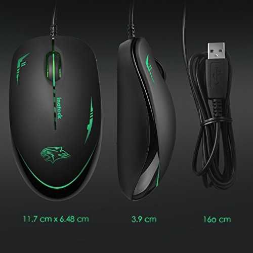 Mouse Gaming Inateck MS1001 Negru - LED - cu fir - USB - NOU, in cutie ...