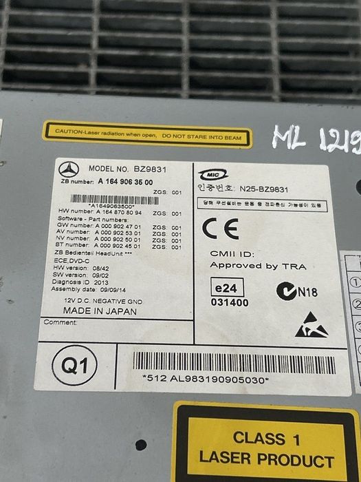 Navigatie Mercedes ML W164 Facelift 2008 - 2011 (1219) A1649063500 ...