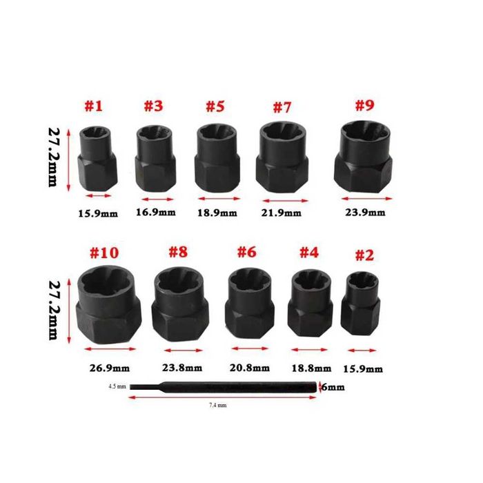 Set 13 extractoare profesionale pt prezoane/suruburi rupte/deteriorate ...