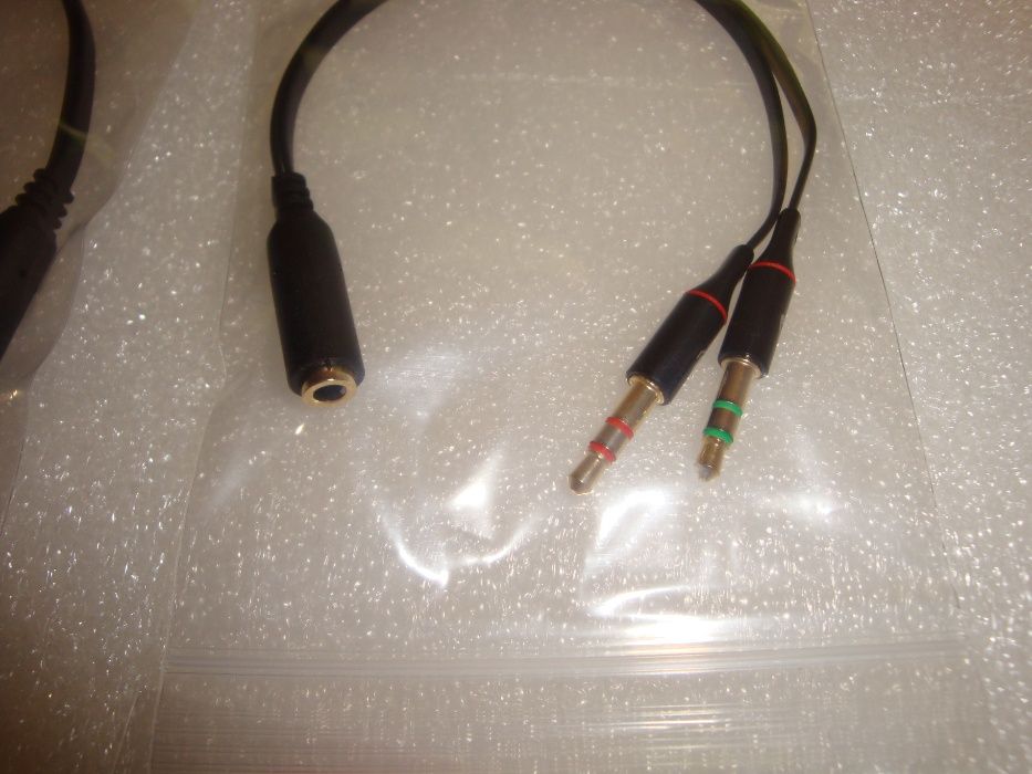 Cablu adaptor splitter separator jack casti microfon contacte aurite ...