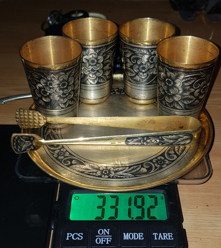 Новый Коньячный набор ссср серебро 875 пробы по цене за 1 грамм