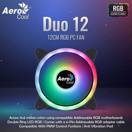 AeroCool Spectro 12 12см FRGB
12см FRGB вентилятор для охлаждения ПК