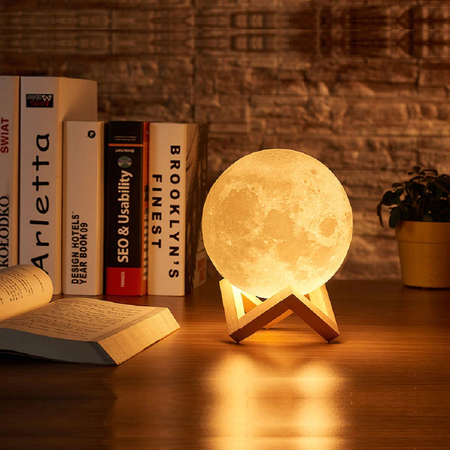 3 D Moon Lamp  Зарядкали симсиз Ой куринишидаги