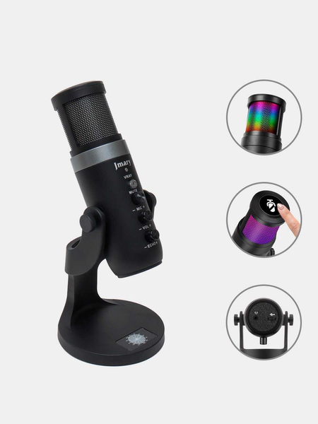 Mikrofon Jmary MC-PW9 RGB / Микрофон универсальный кардиоидный RGB