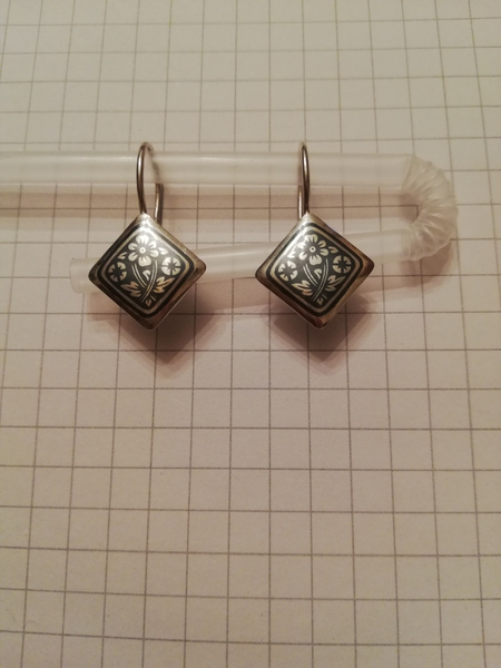 Серьги серебряные Северная чернь