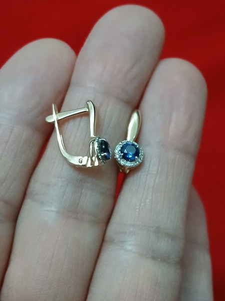 Серьги сапфир с бриллиантами
