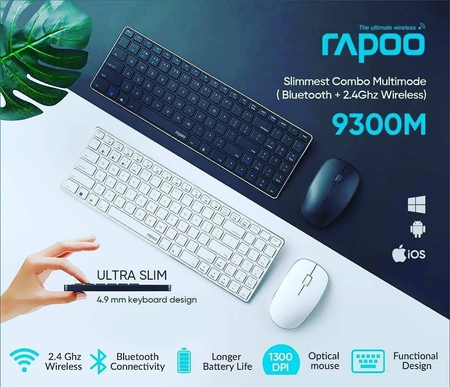 СКИДКА! RU/ENG! (2в1) Rapoo 9300M Беспроводная Клавиатура и мышка/мышь