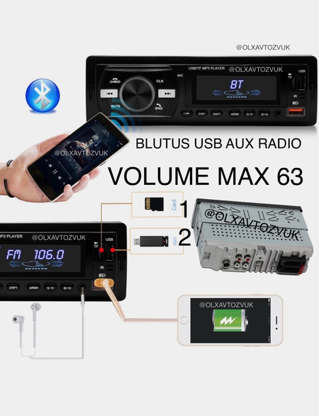Pioneer mafon yangi Blutus usb aux fm ovozi 63gacham sterio 4ta kanal