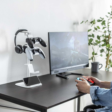 Sanwa Supply JY-STN1W Game Controller Stand (Headphone Holder, White)