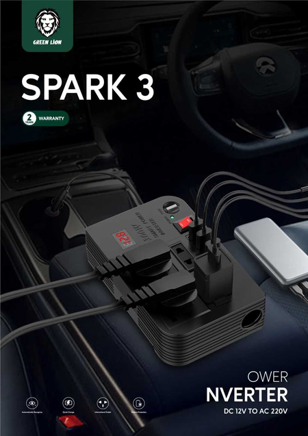 Автомобильный Инвертор Green Lion Spark 3 Power Inverter 300W / 12V