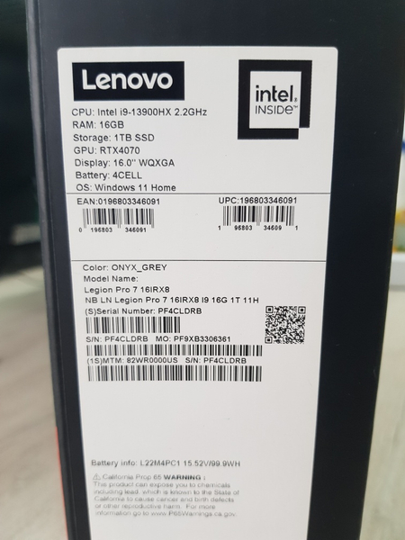 Продаётся Игровой ноутбук Lenovo Legion 7 Pro