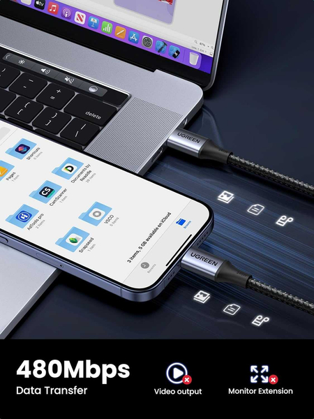 Кабель UGREEN USB C - USB C, 240 Вт