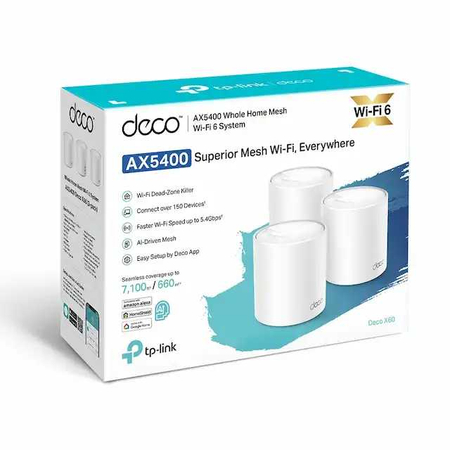 TP-Link Deco X60 (3-pack)AX5400 Домашняя Mesh Wi‑Fi6 система усилитель