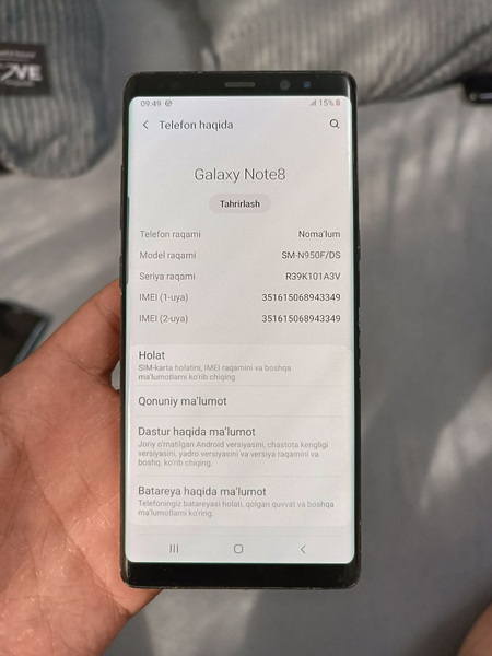 Samsung Note 8 sotiladi 256Gb