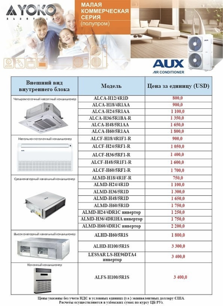 AUX Высоконапорный канальный кондиционер 100.000Btu