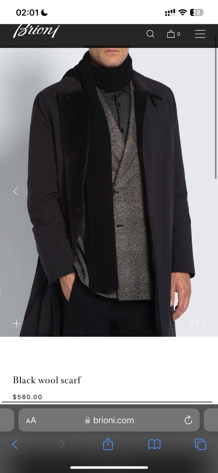 Brioni шарф 100% шерсть