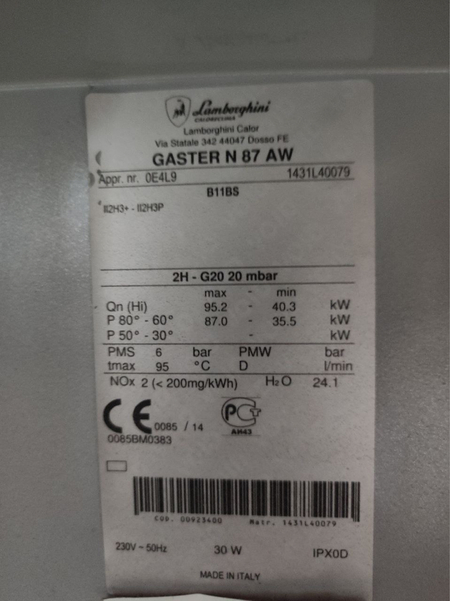 Котел katyol Lamborghini GASTER N 87 AW MADE IN ITALY
