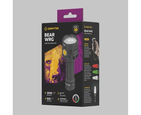 Новинка от Armytek фонарь Bear WRG  с белым, красным и зеленым светом