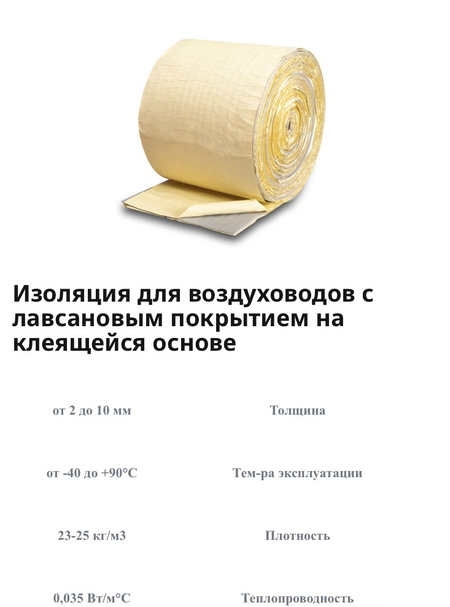 Изоляция для воздуховодов с лавсановым покрытием на клеящейся основе