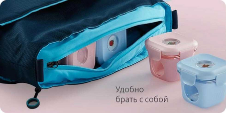 Детский контейнер ланч-бокс для еды Xiaomi Kalar Food Box (4шт, синий)