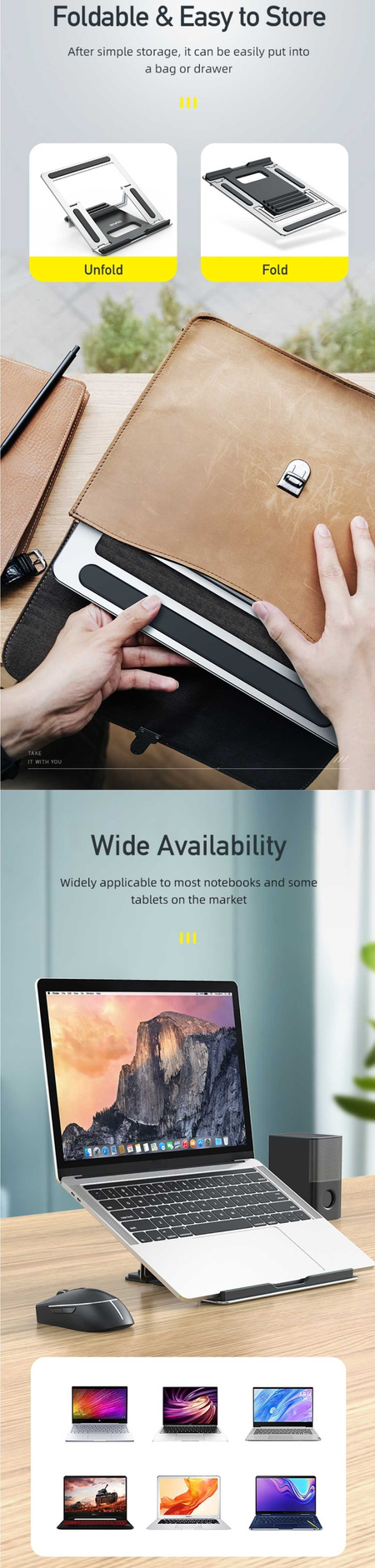 Awei X30 Laptop Macbook Stand AllMetal складная подставка для ноутбука
