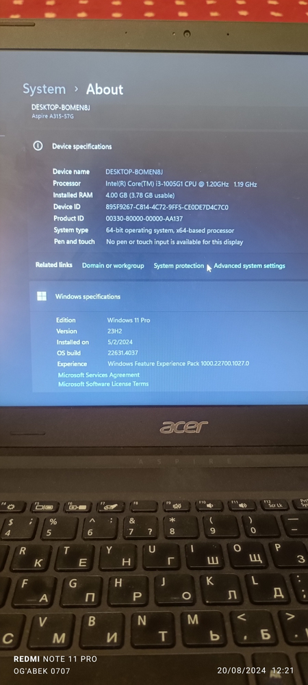 Acer Aspire A315-57G Core i3 8/256 SSD