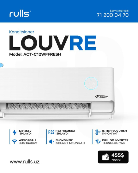 Кондиционер Rulls Wifi Invertor Новинка Низким ценам Доставка
