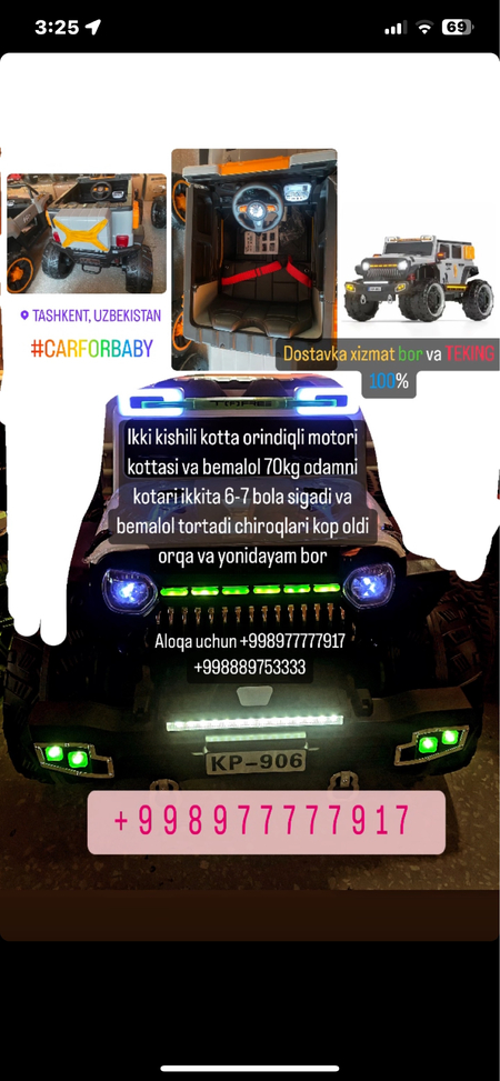 Yengi kotta elektron moshina bollar uchung детский машинки