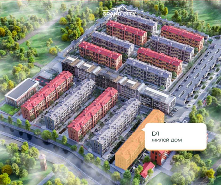 1ком 30кв.м 4/4 этаж Новостройка (2019 года). Шастри (ор-р GreenApple)