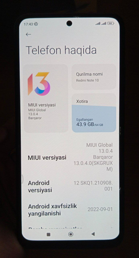 Redmi Note 10 sotiladi