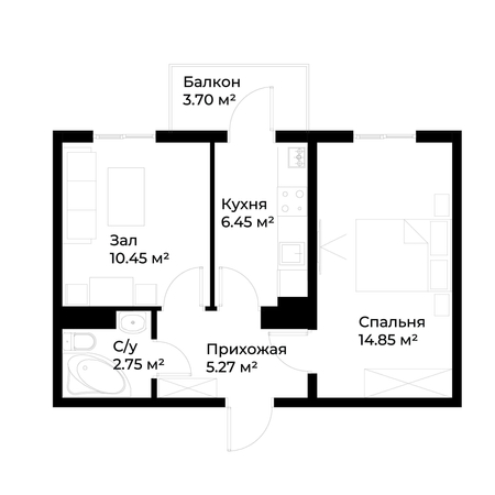 Квартира 2-комнатная golden house, assalom havo