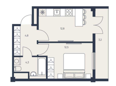 1 ком квартира Площадь 37.79 кв  6/12 этаж в Сергели 29 700$(AO)