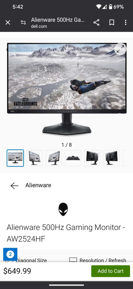 Alienware 27 Gaming Monitor AW2720HF 240hz