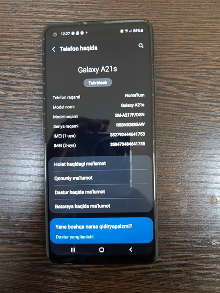 Samsung galaxy A21s holati yaxshi
