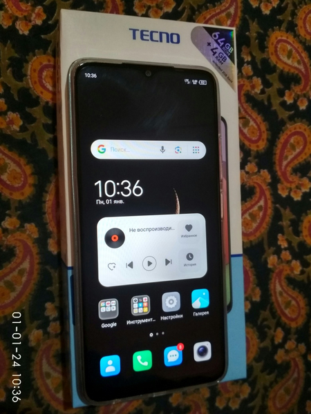 TECNO POP_7 Каропка, документ, зарядниги, чихоли хаммаёги бор.