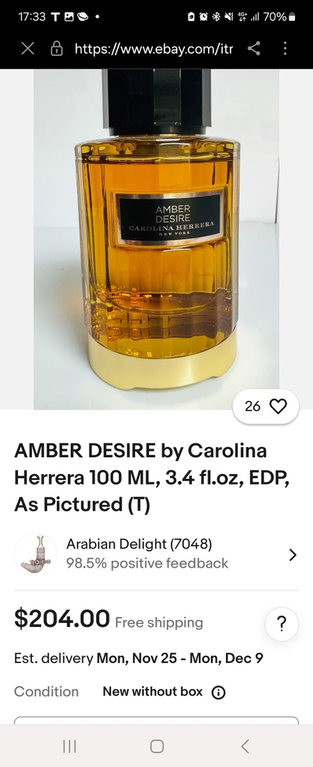 Carolina Herrera amber desire. Tester. orginal.