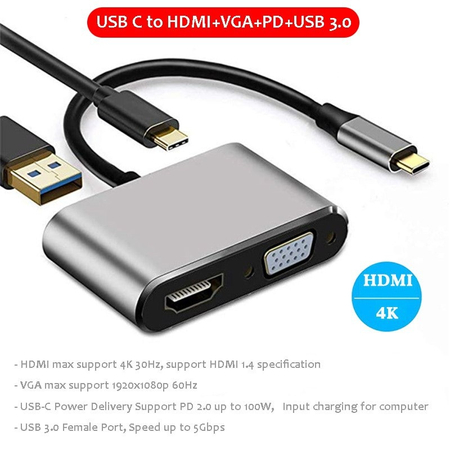 Доставка! Type c vga/hdmi/ usb/ type c pd / aux переходник,адап