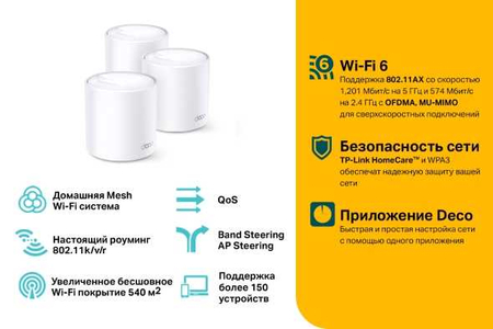 Tp-Link Deco X20(3-штуки) Mesh-система AX1800,Wi-Fi 6