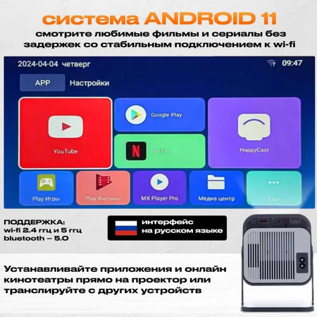 Смарт проектор HY-320 Android 1920 x 1080 Full HD Wi-Fi с доставкой