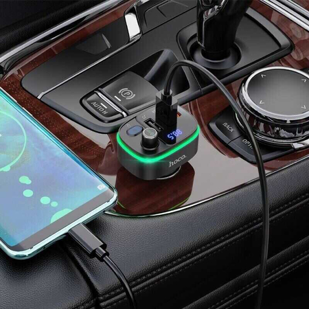 Акция!Автомобильный FM трансмиттер Hoco E62 Fast (PD20W+QC3.0, черный)